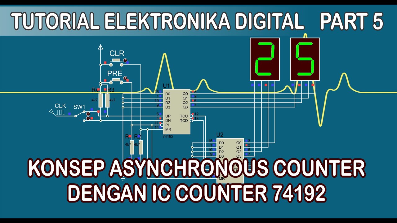 Konsep Up Down Counter Asyncrhonous dengan IC 74192 - YouTube