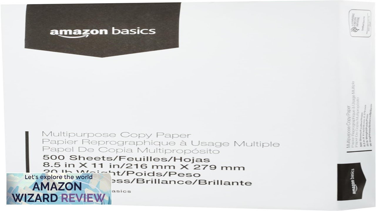 Amazon Basics Multipurpose Copy Printer Paper 20 Pound White 96 ...