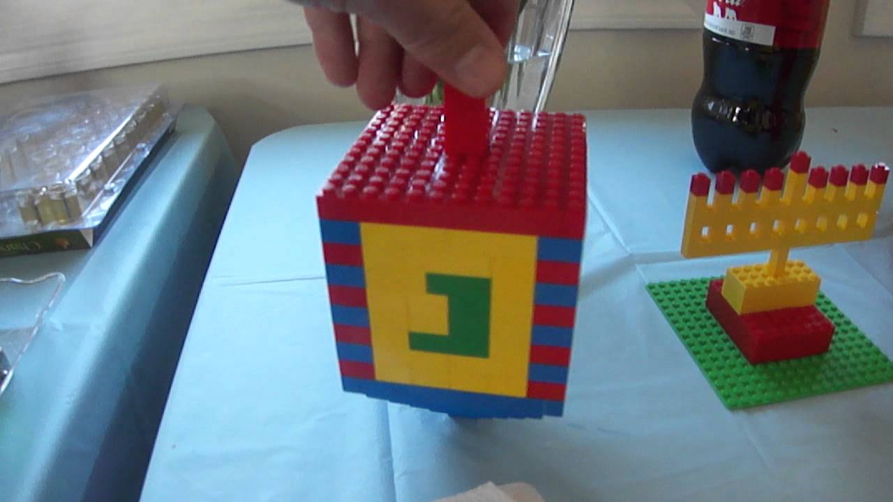 Lego Dreidel Sevivon and Menora Chanukiya with Yair eating pizza on ...