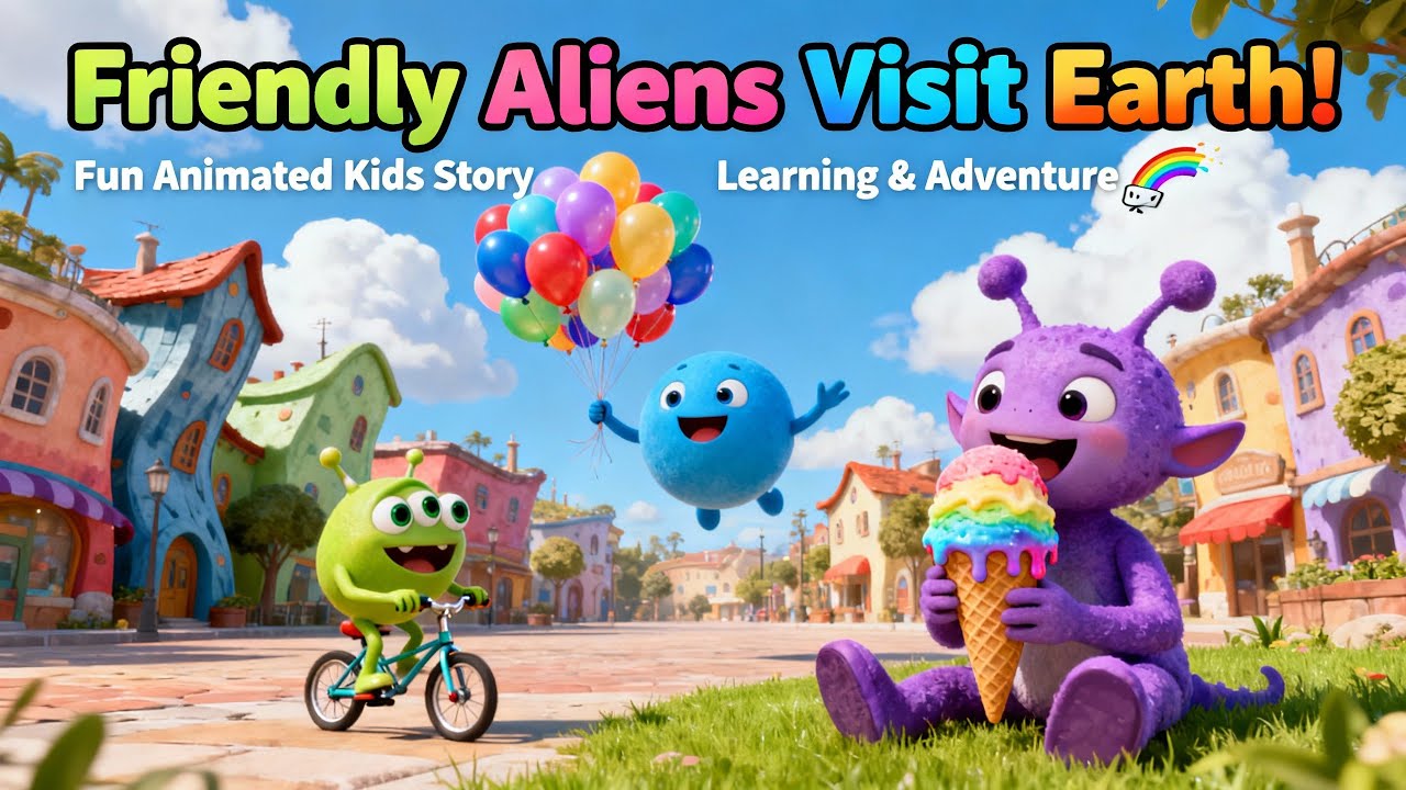 👽 Friendly Aliens Visit Earth! | Fun Animated Kids Story | Learning ...