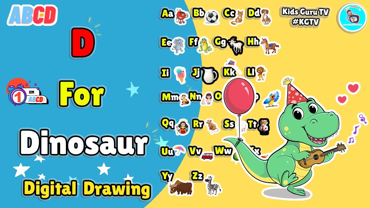 1 Minute ABCD: Learn D for Dinosaur with Drawing - Fun-Educational Art ...