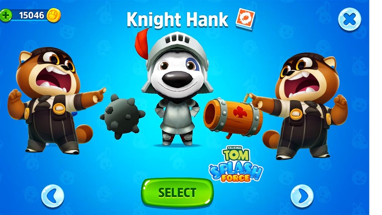 TALKING TOM SPLASH FORCE KNIGHT HANK ATTACK ON BOMB AND RACCOON ANGRY ...