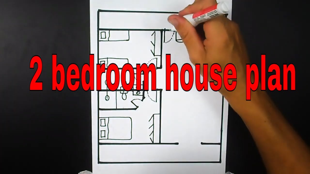 how to draw 2 bedroom house plan step by step - YouTube