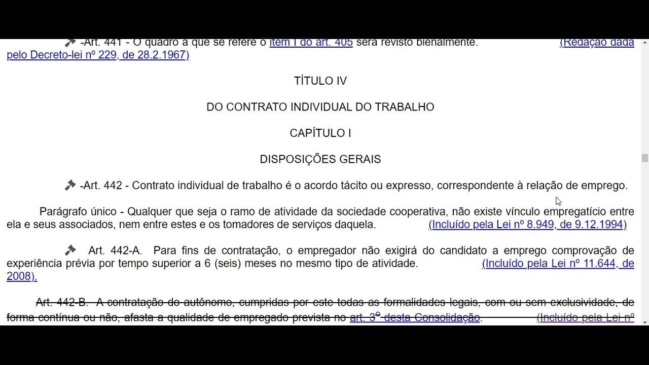 CLT- ARTIGO POR ARTIGO- Art. 438 - Art.448 - YouTube
