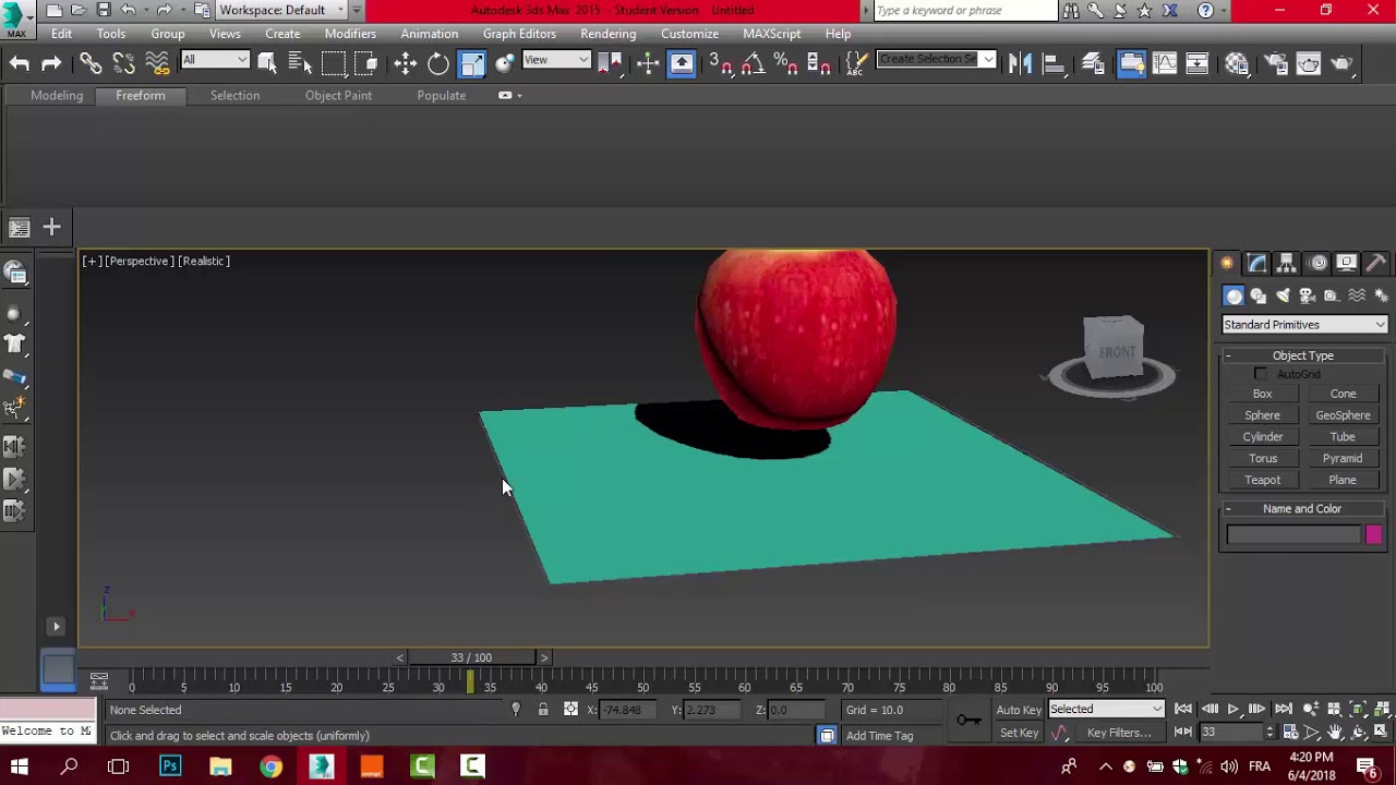3Ds MAX - modeling and falling of an apple - YouTube
