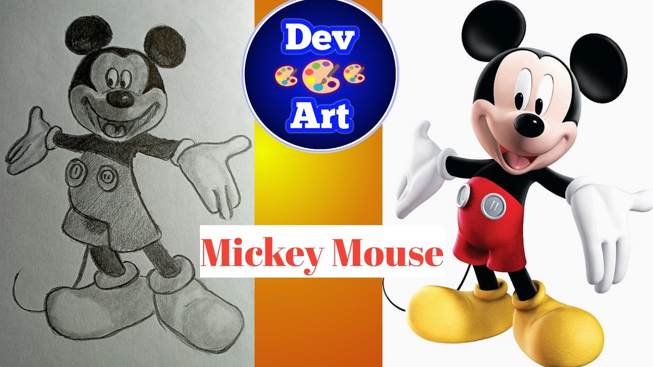 Mickey Mouse cartoon simple 🤗🥰#drawing#art pencil 6b 2b devArt... - YouTube