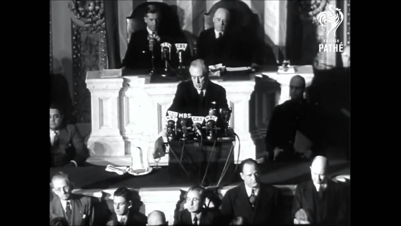 America Declares War on Japan - President Roosevelt Speech - YouTube