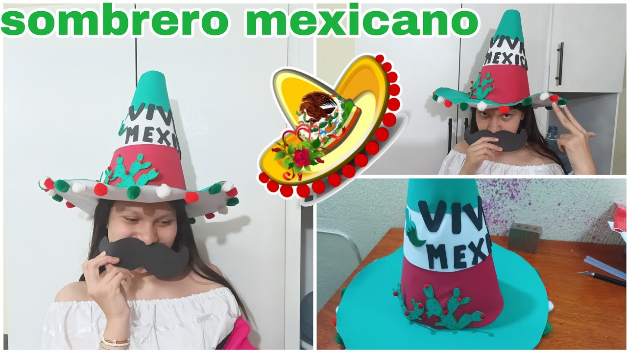 🇲🇽Como hacer SOMBRERO MEXICANO DE FOMI Y CARTULINA Facil y muy rápido ...