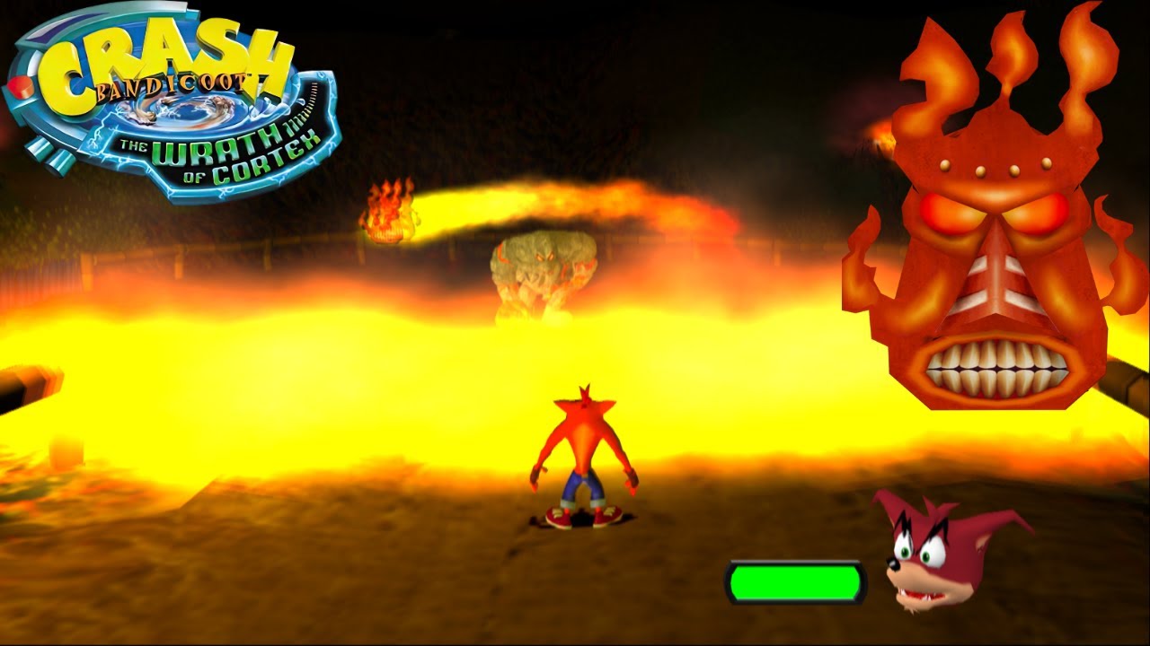 Crash Bandicoot: The Wrath of Cortex - Crunch & Fire Elemental boss ...