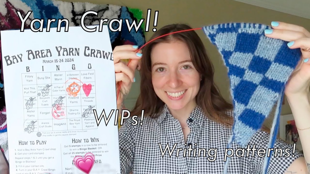 Knit Chat - Bay Area Yarn Crawl, WIPs, Checkerboard Shawl Pattern - YouTube