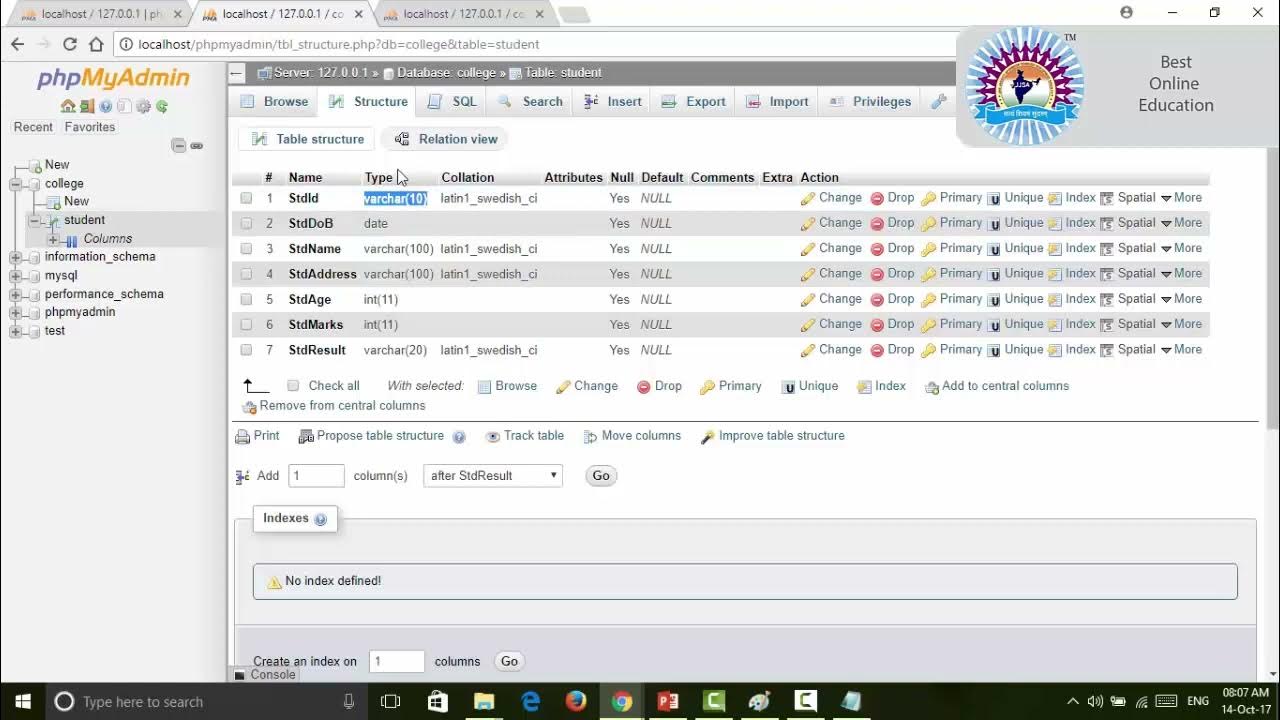 27 Modify Rename Drop TableFields In The Tables In MySQL - YouTube