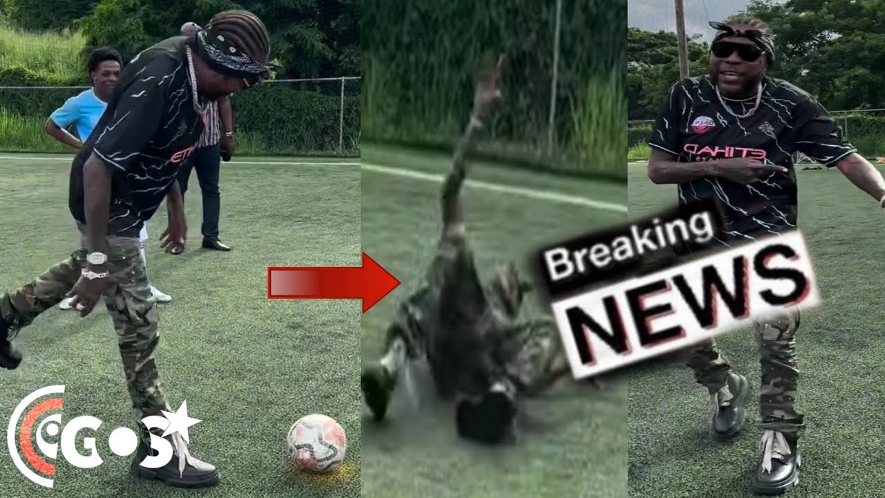 Breaking News! Vybz Kartel' Fall To The Ground! Playing Football Goal Score' Money Bet With Son ...