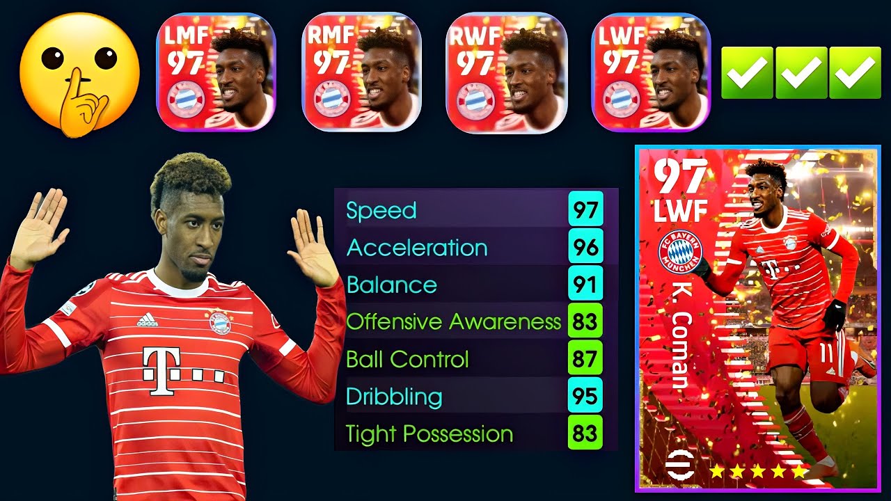 Max rating New Coman 97 card | EFOOTBALL 2023 mobile - YouTube