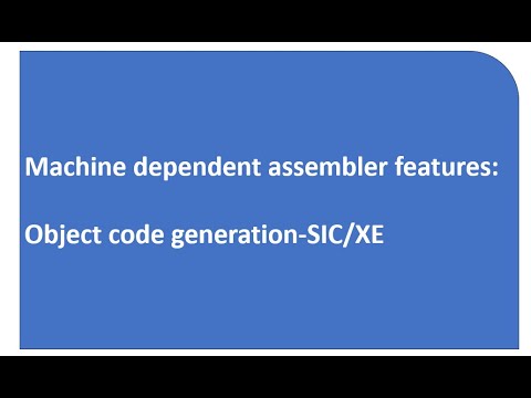 Machine dependent features.object code generation SIC/XE - YouTube