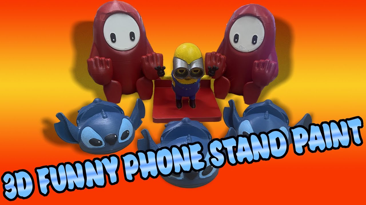 3D Printed funny phone stand paint - YouTube