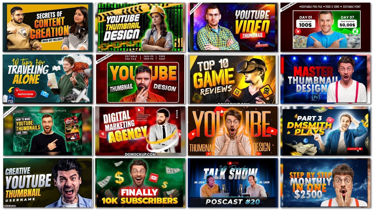 Top 20 Best Free YouTube Thumbnail PSD Templates for 2025 | Trending ...