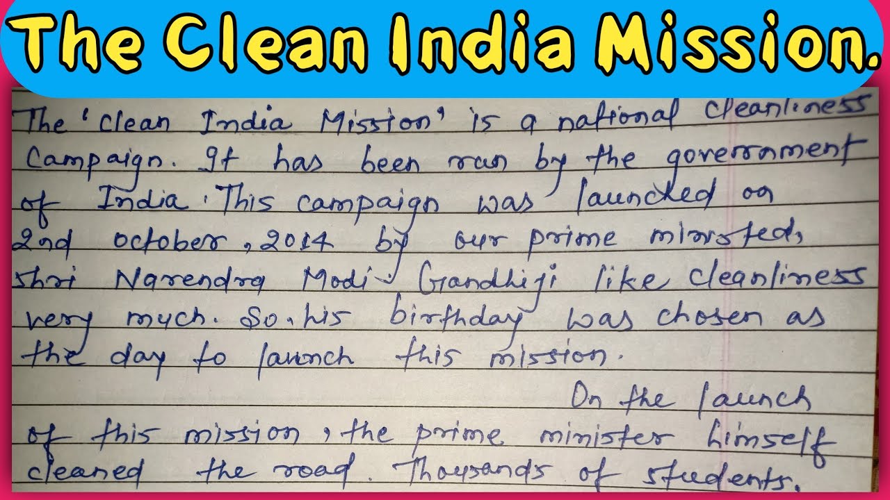 The Clean India Mission essay.writing on Clean India Mission. - YouTube