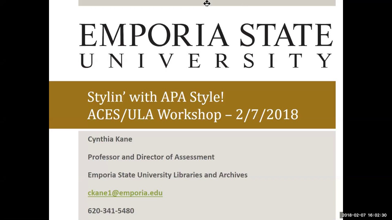 Stylin' with APA Style! ACES-ULA Workshop, 2-7-2018 - YouTube
