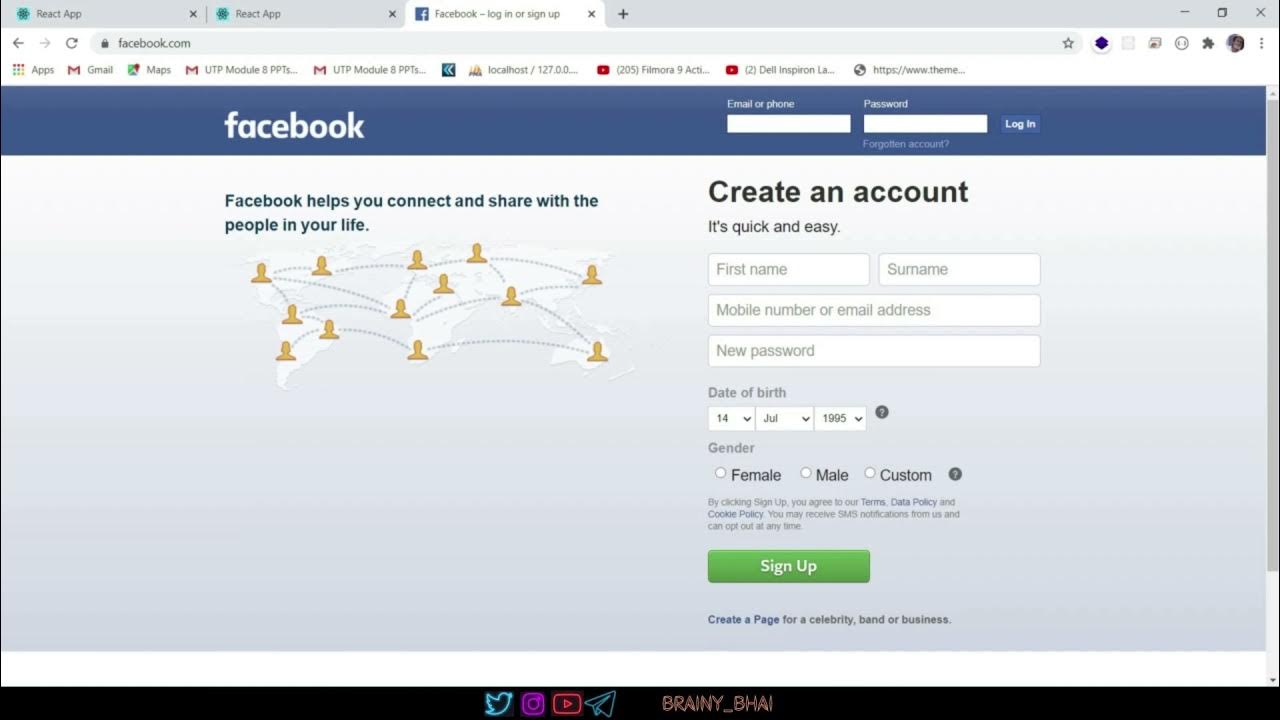 Project 3 Facebook Part Ii Ll React Js Full Playlist 2022 Ll Brainy Bhai Youtube