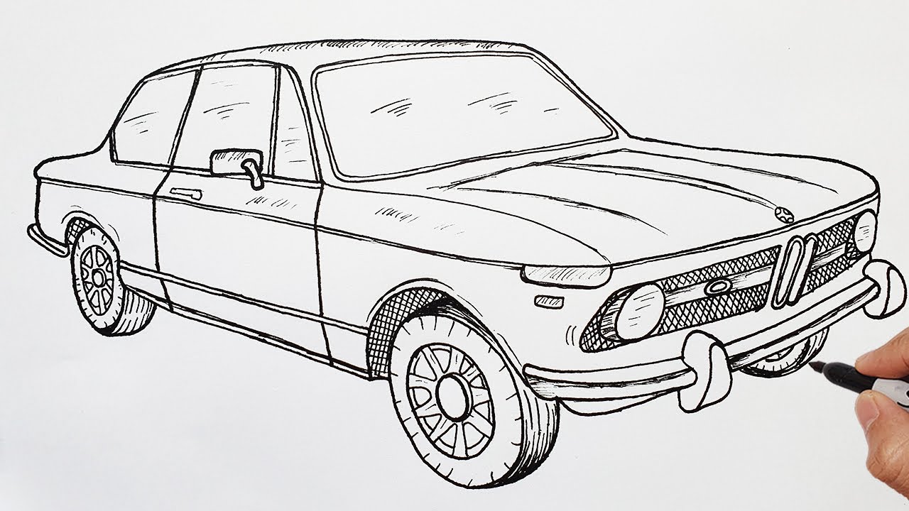 How To Draw A BMW Turbo Car — Easy Step by Step Tutorial - YouTube