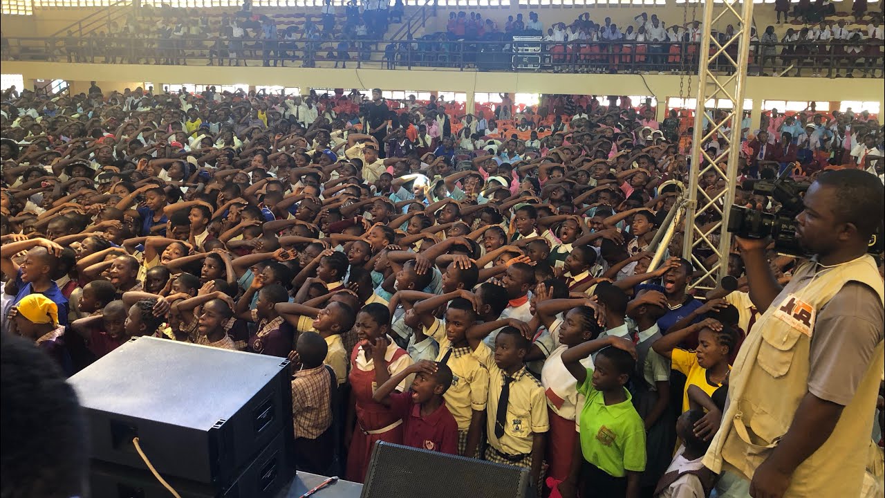 Thousands of students praising God in Enugu. Min vicpraiz @ Mega ...