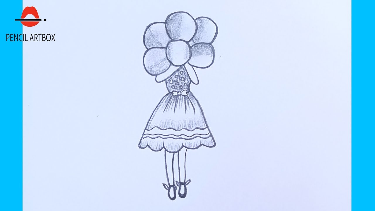 Hide Face with Flower - Step by Step Drawing Tutorial || Pencil Sketch ...