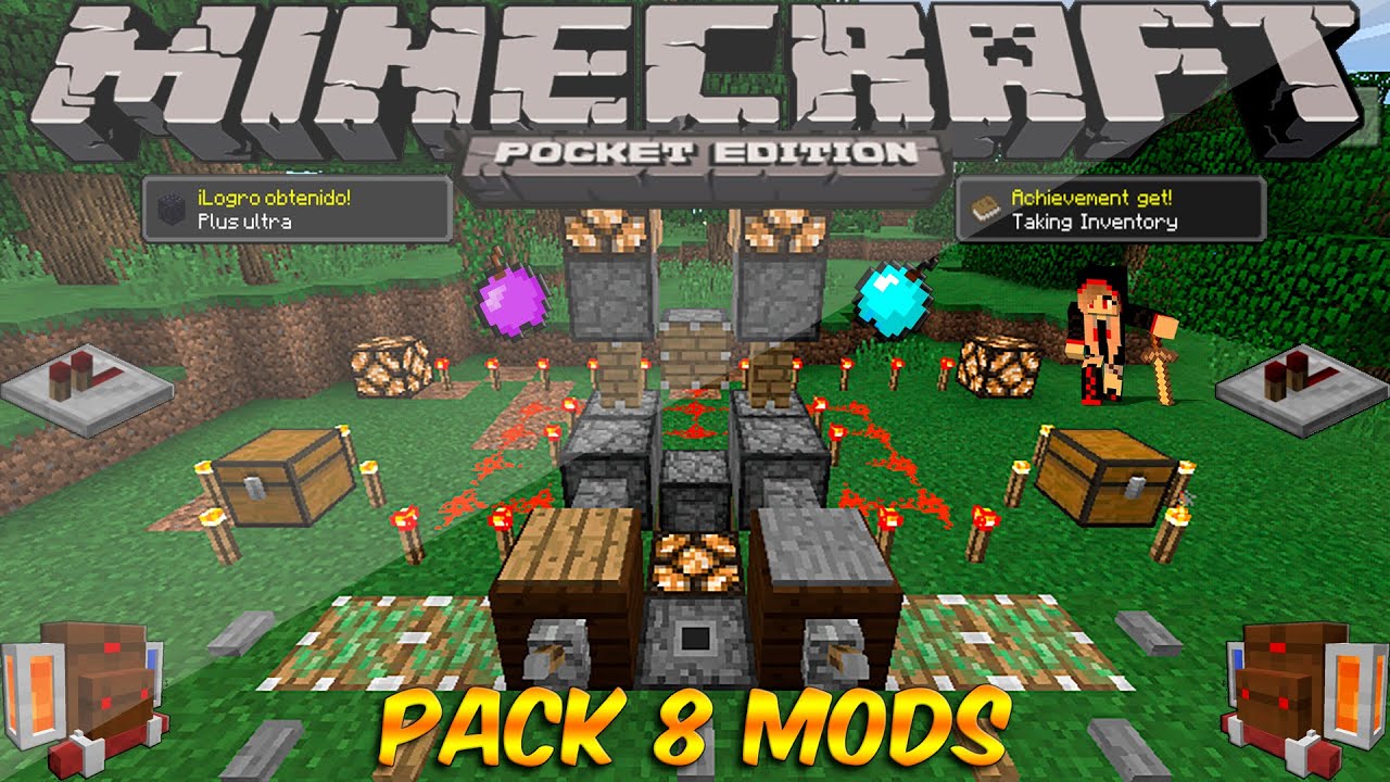 Pack De 8 Mods For [ Minecraft PE (Pocket Edition) 0.13.0 ] - YouTube