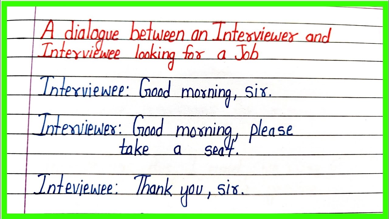 a dialogue between an interviewer and interview looking for a job - YouTube