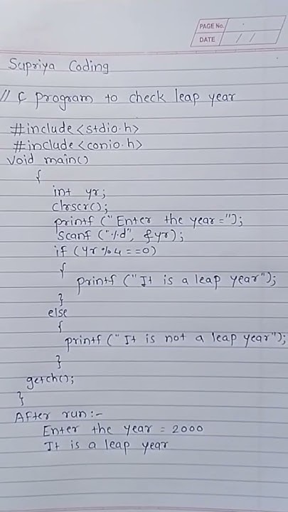 C Program To Check Whether A Year Is Leap Or Not Clanguage Supriya Coding Shorts Youtube