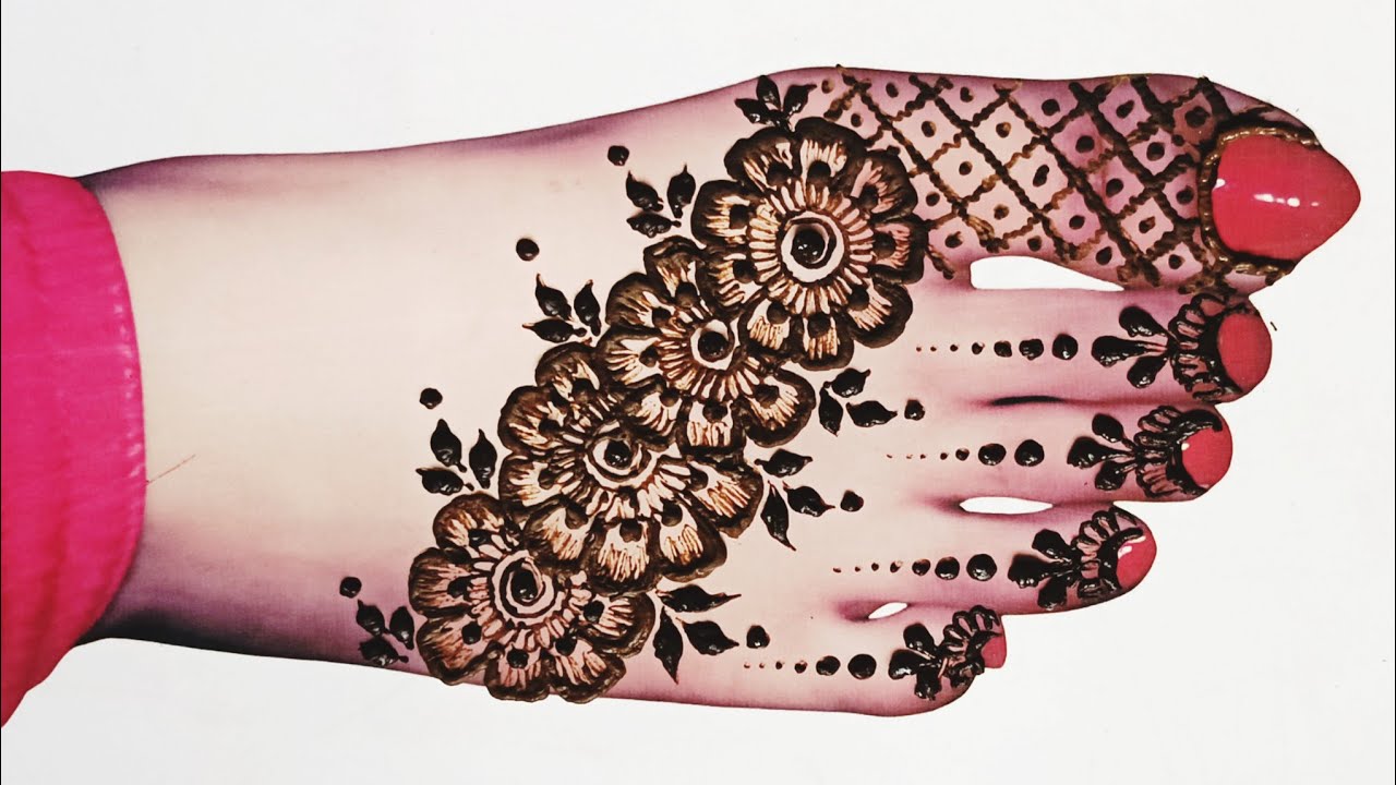 Very beautiful Arabic leg henna mehndi design/easy feet mehandi design ...