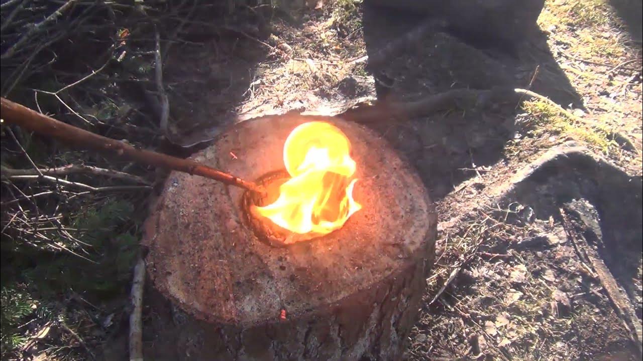 89 Таежная Финская свеча Таежный Лайфхак Трубкой прожгли Полено тайга ...