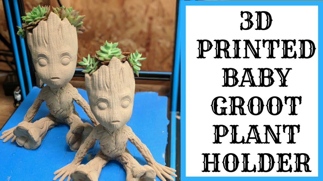 Baby groot 3d printed w/Wood filament - YouTube