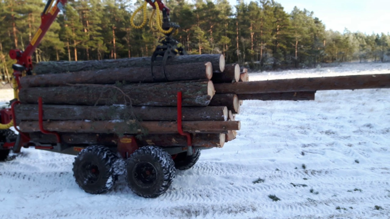 Kranman hydraulic driven timber trailer - YouTube