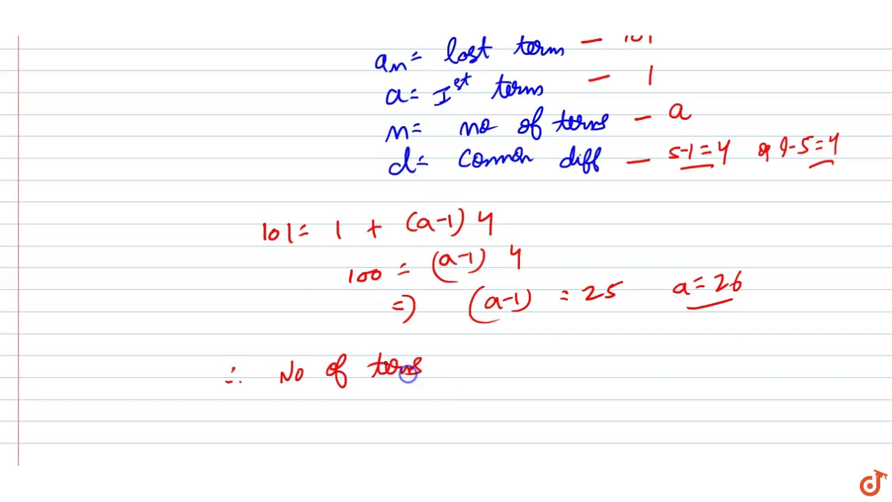 Find the middle term of the series `1+5+9+ ... + 101`. - YouTube
