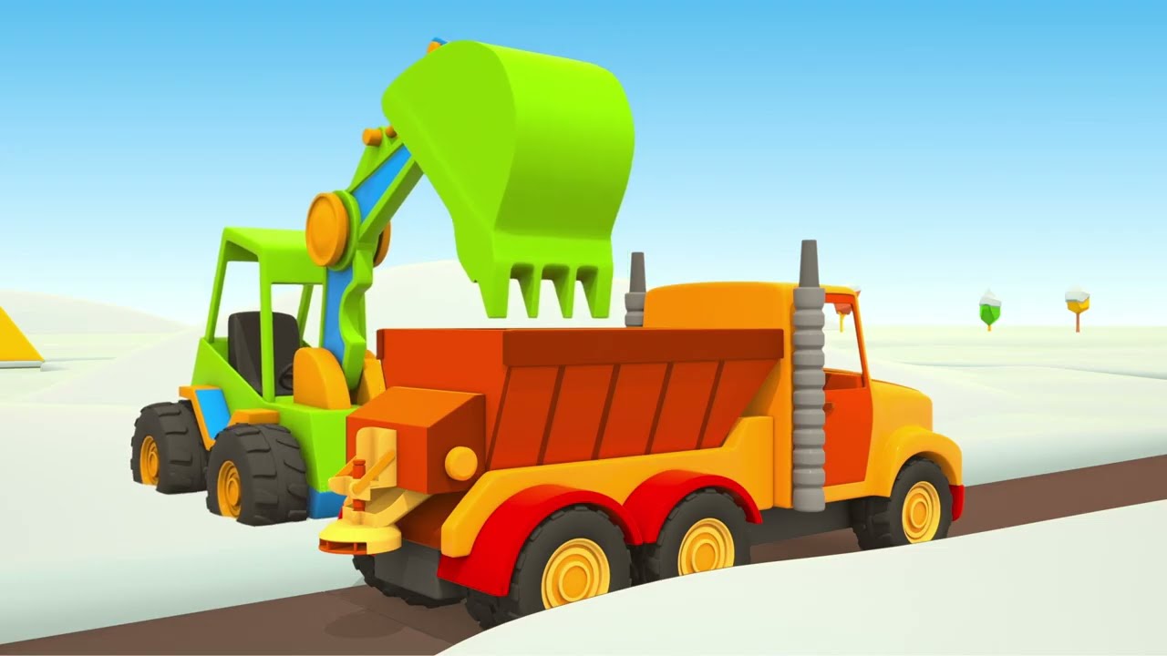 Lär dig fordon för barn med Assistansbilarna! En grävmaskin för barn ...