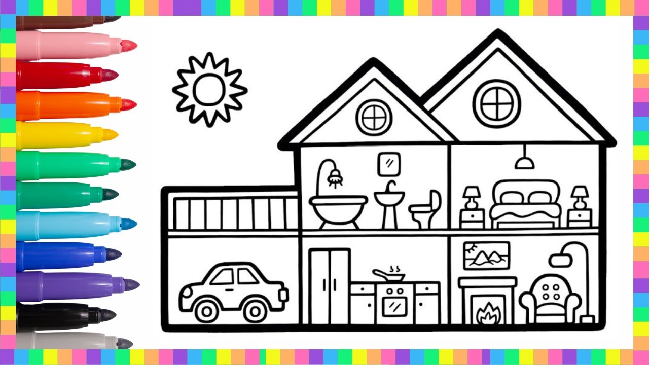 Drawing, painting and coloring miniature houses for kids and teens ...