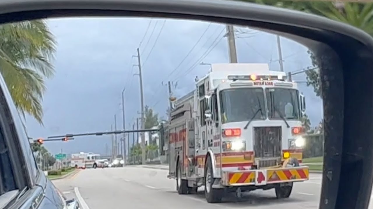 Boca Raton Fire Rescue Truck 4 & Medic 4 Responding Major Air Horn ...