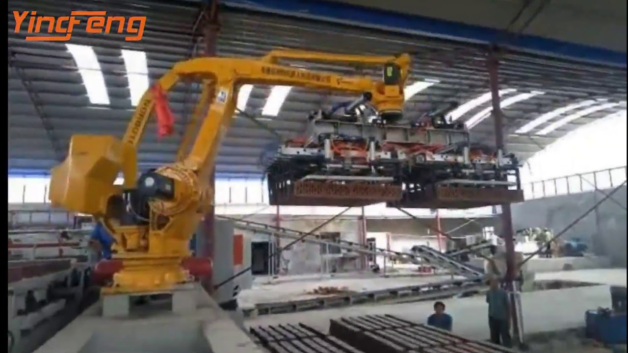 Automation robotics clay brick stacker machine - YouTube