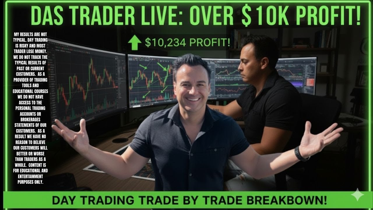 $10,000+ Day Trading LIVE Using DAS Trader Trade by Trade Breakdown ...