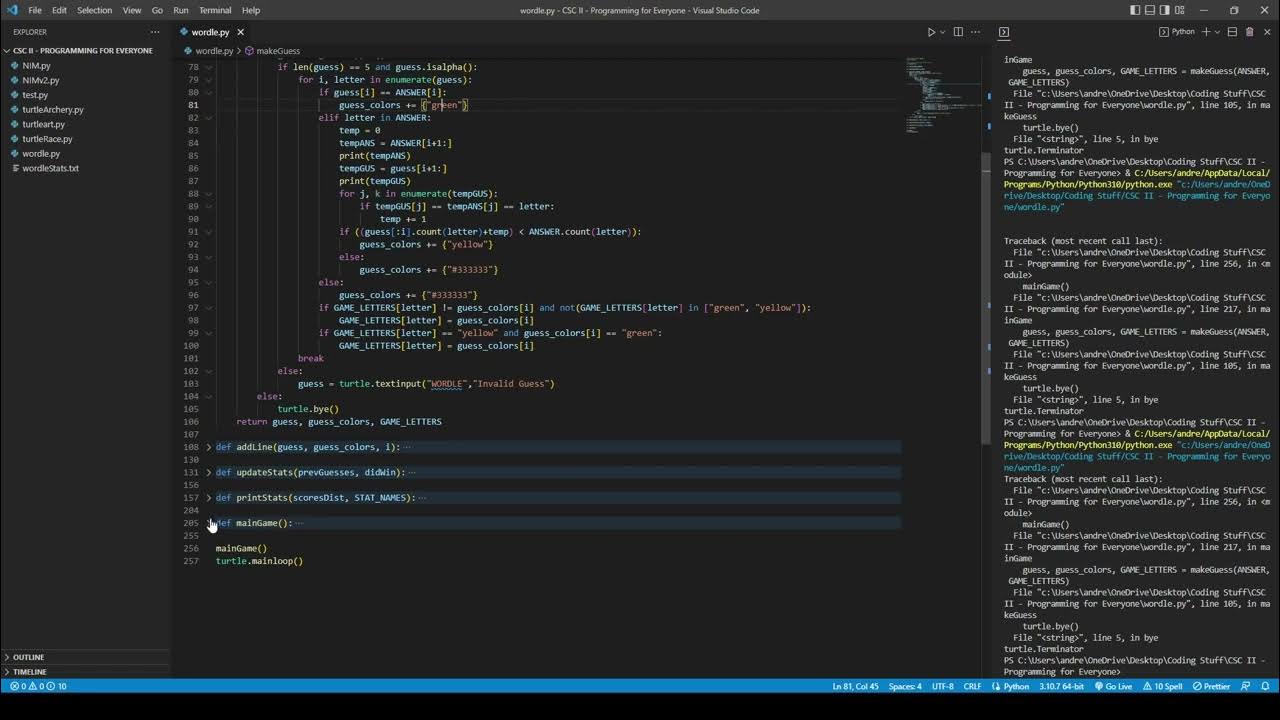 Wordle in Python - CSC II Final Project - YouTube