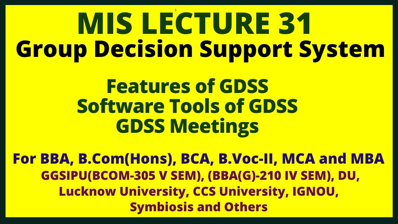 GDSS Software Tools | GDSS Features | Meetings in Group Decision ...