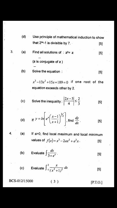 #Shorts BCS-012 DECEMBER 2019 Question Paper (Basic Mathematics) - YouTube
