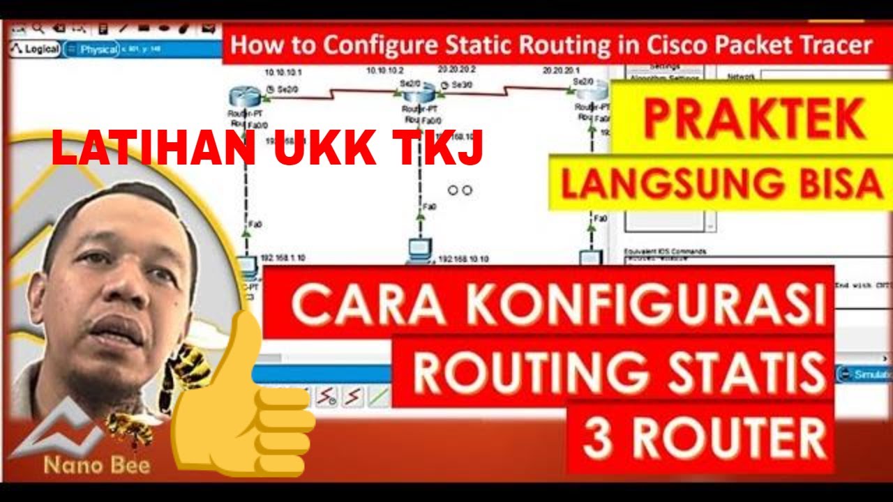Konfigurasi routing static dengan 3 router | static routing example ...