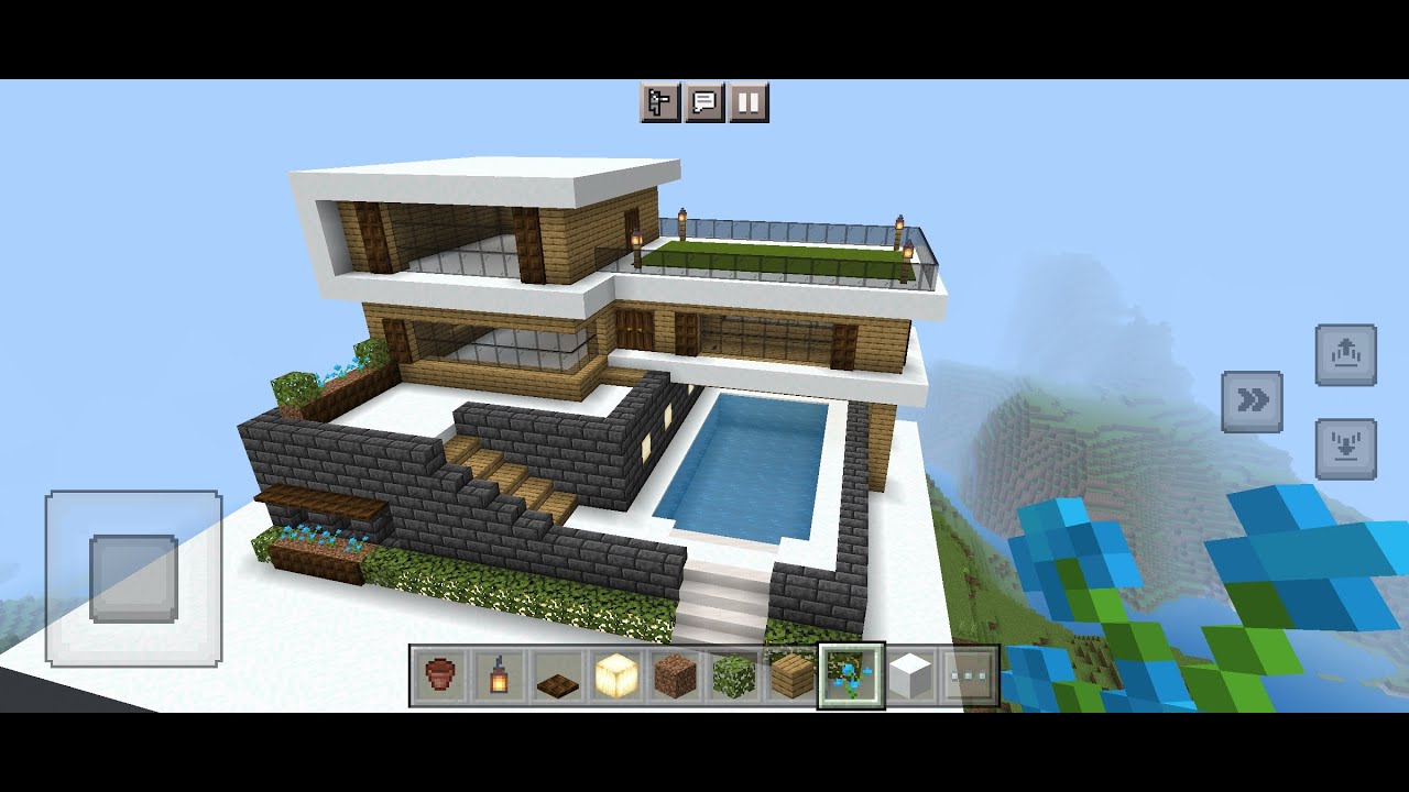 Minecraft modern House Noob Vs Pro Tutorial Build Making - YouTube