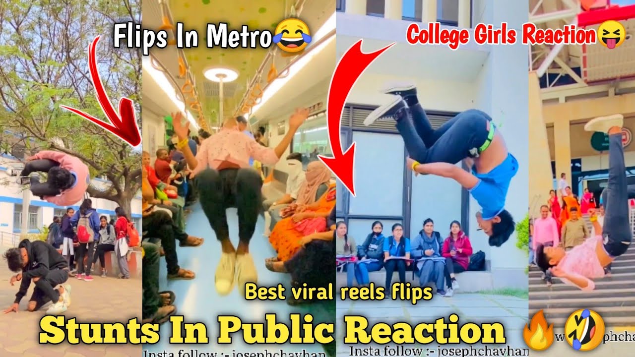 Flips Reaction In Public |Stunt Backflip In Public |College Girls ...
