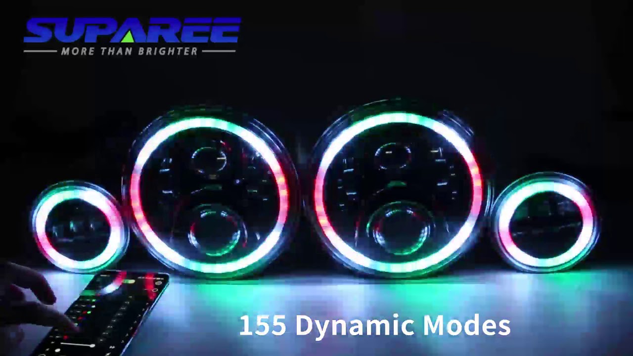 SUPAREE 7 inches RGB Headlights with Amber Turn Signal for Jeep ...