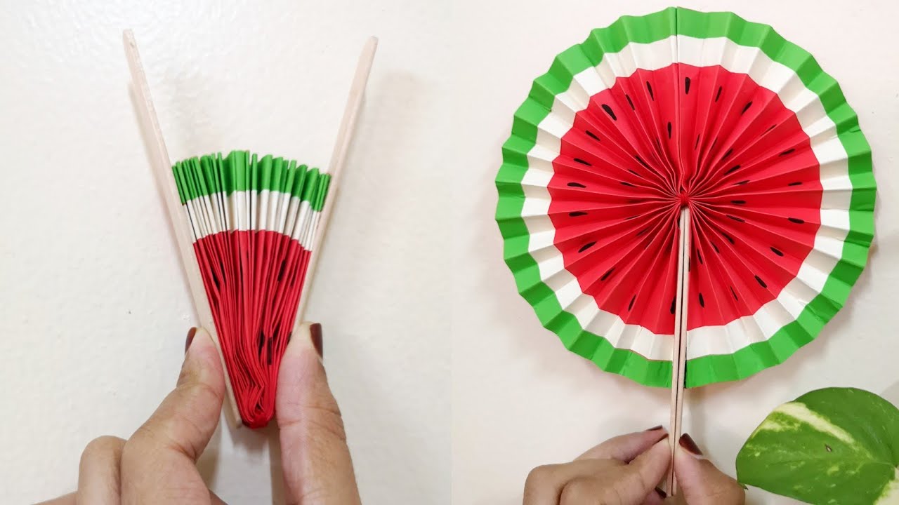Paper Pop-up Fans - DIY watermelon hand fans - Watermelon Paper craft ...