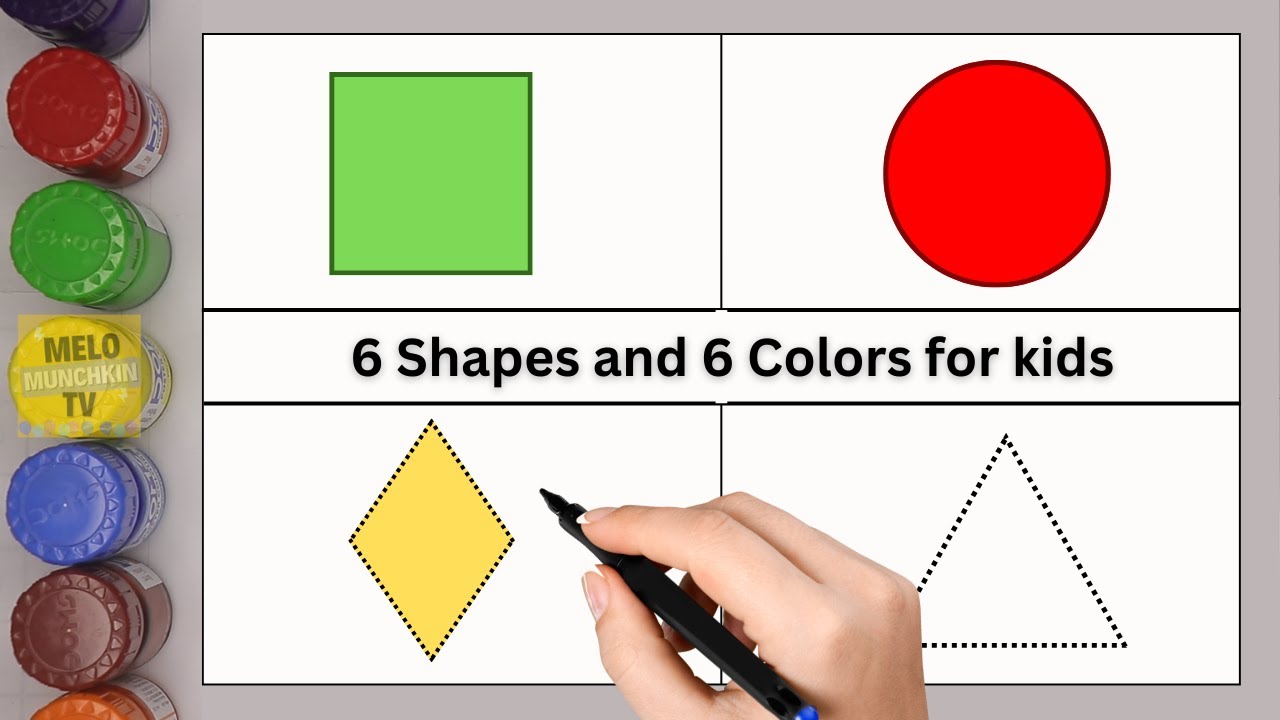 Learn 6 Basic Shapes and Colors for kids | Square, Circle, Triangle, Star, Rectangle, Diamond ...