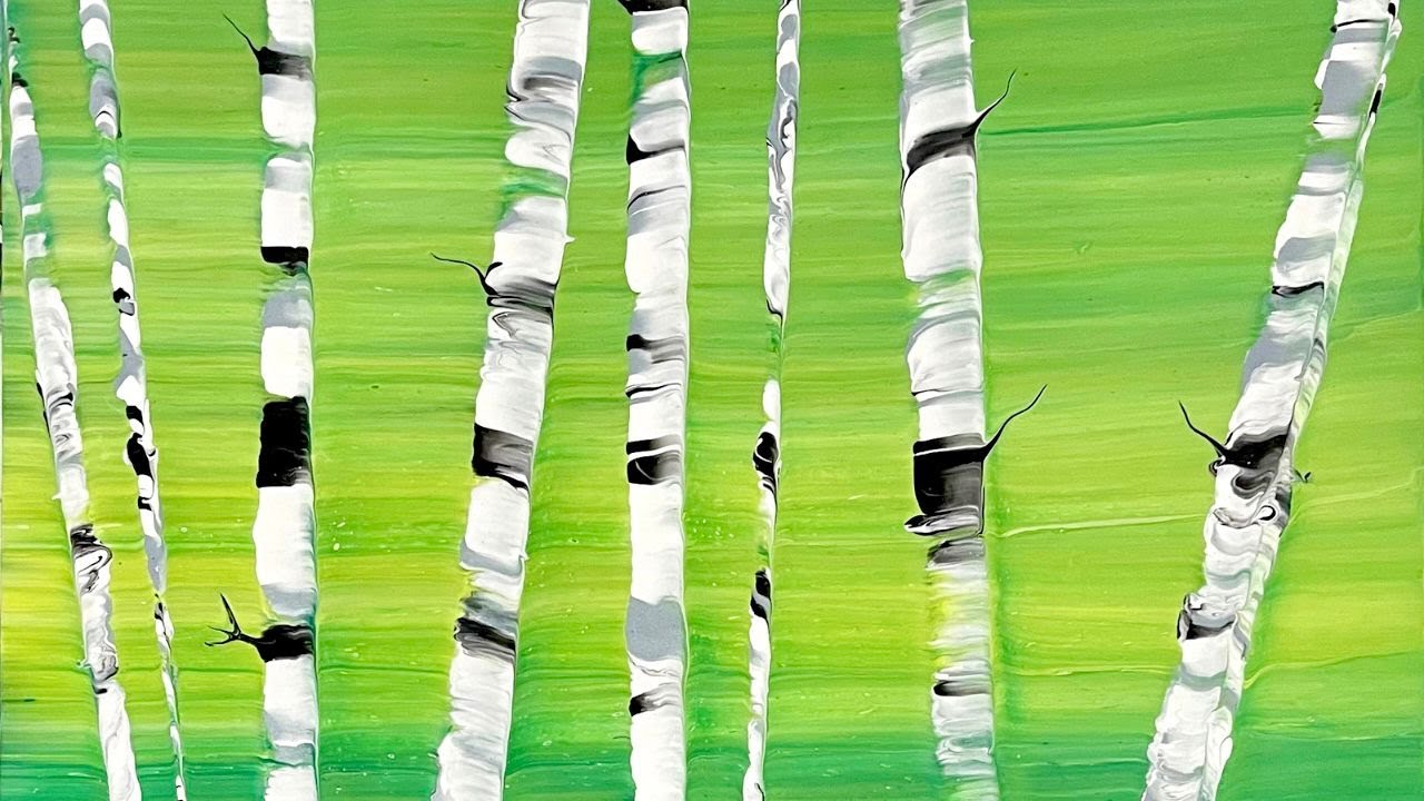An EASY WAY to Paint Birch Trees! Fluid Art Tutorial for Beginners! - YouTube