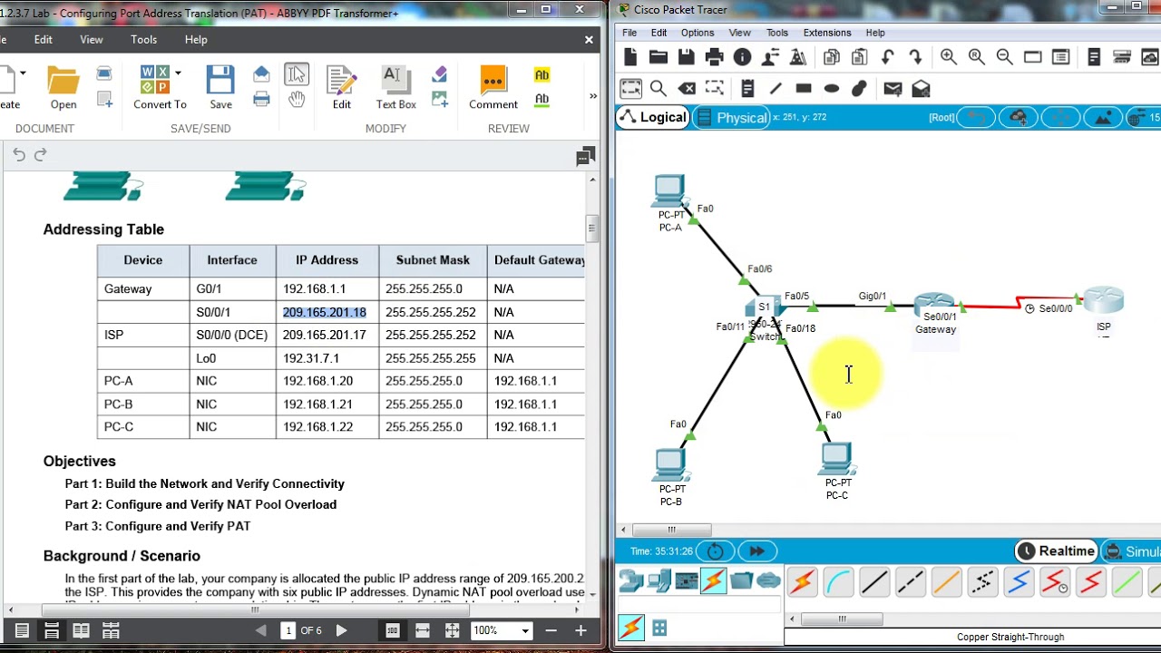 11.2.3.7 Lab - Configuring Port Address Translation (PAT) - YouTube
